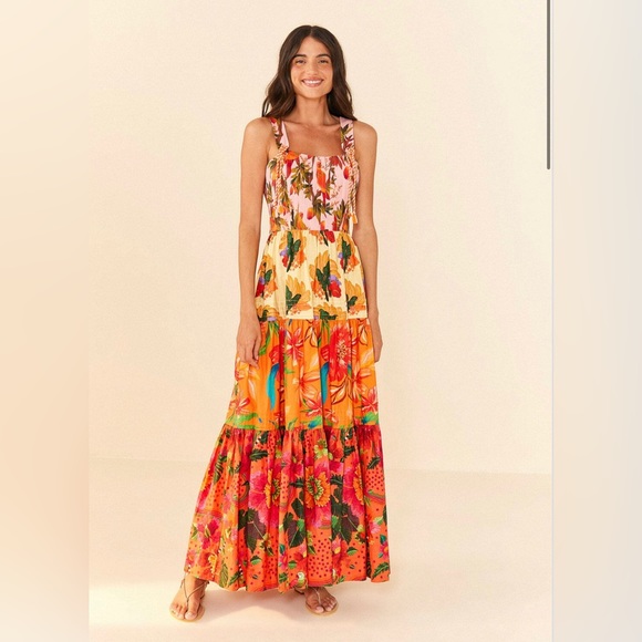 FARM Rio | Dresses | Nwt Farm Rio Mixed Warm Prints Organiccotton Maxi ...